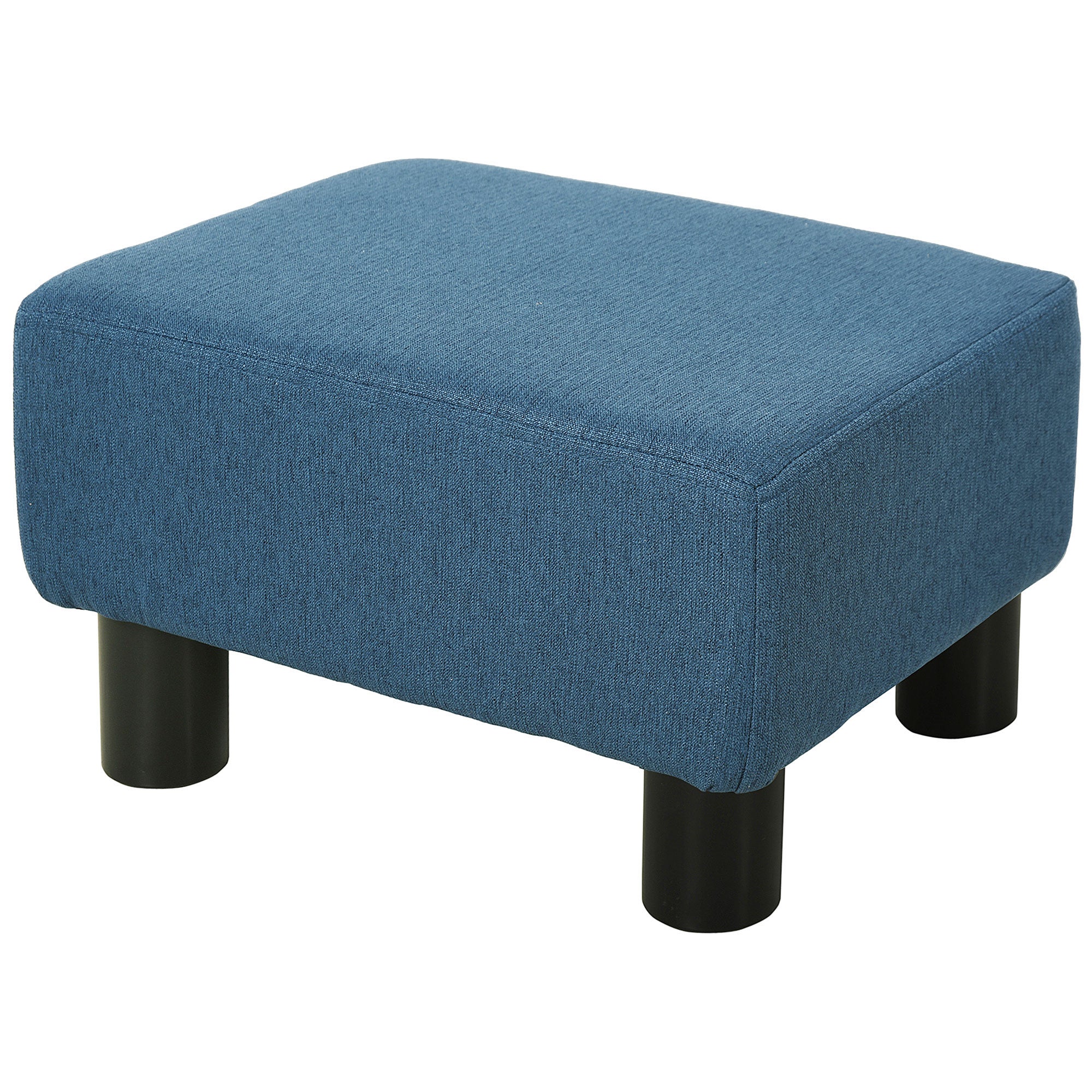 Pouf - Repose-pied et tabouret bas - Tissu de lin - Bleu foncé ...