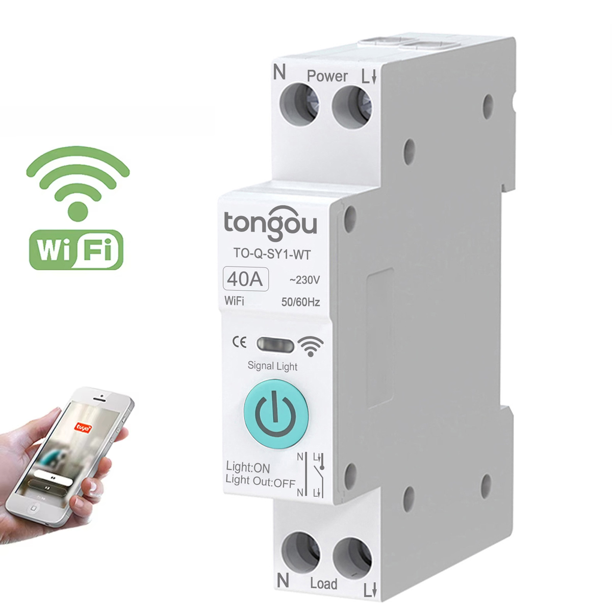 Interrupteur intelligent Wi-Fi DIY 1P+N - Disjoncteur 40ATUYA - Fonctions vocales et de ...