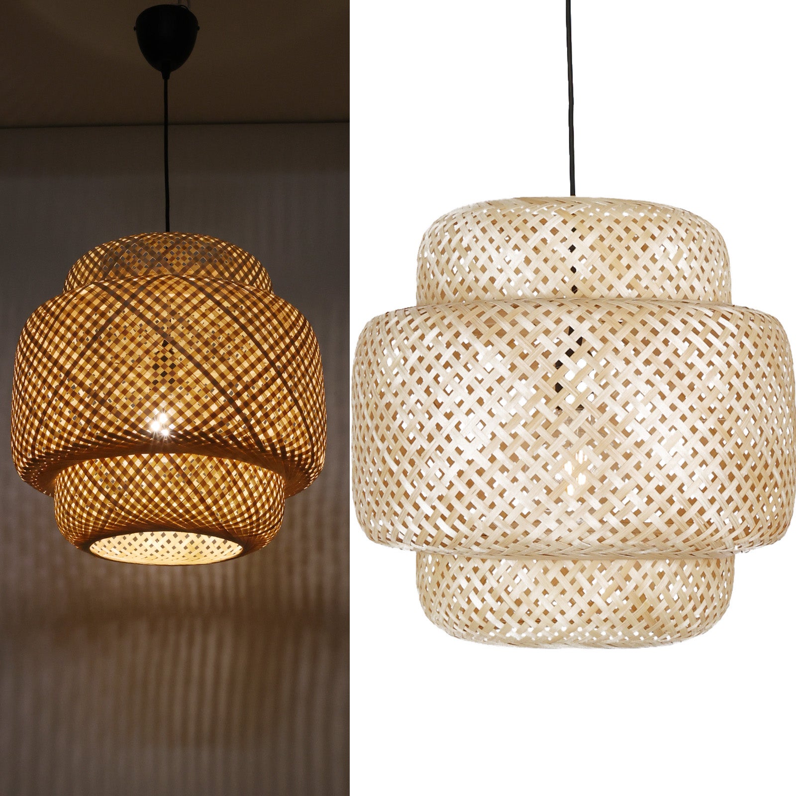 Suspension en Rotin "TARTA" Ø45cm - Artisanale, E27, Support en Bois ...