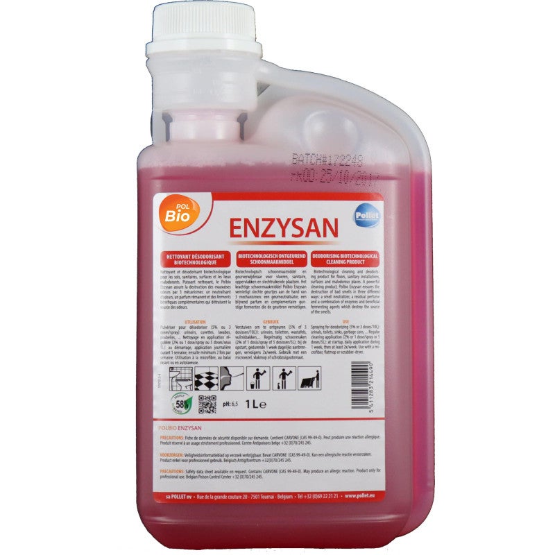 PolBio Odor Control Enzysan - Nettoyant biotechnologique pour sols et surfaces - Pollet - 1 L ...