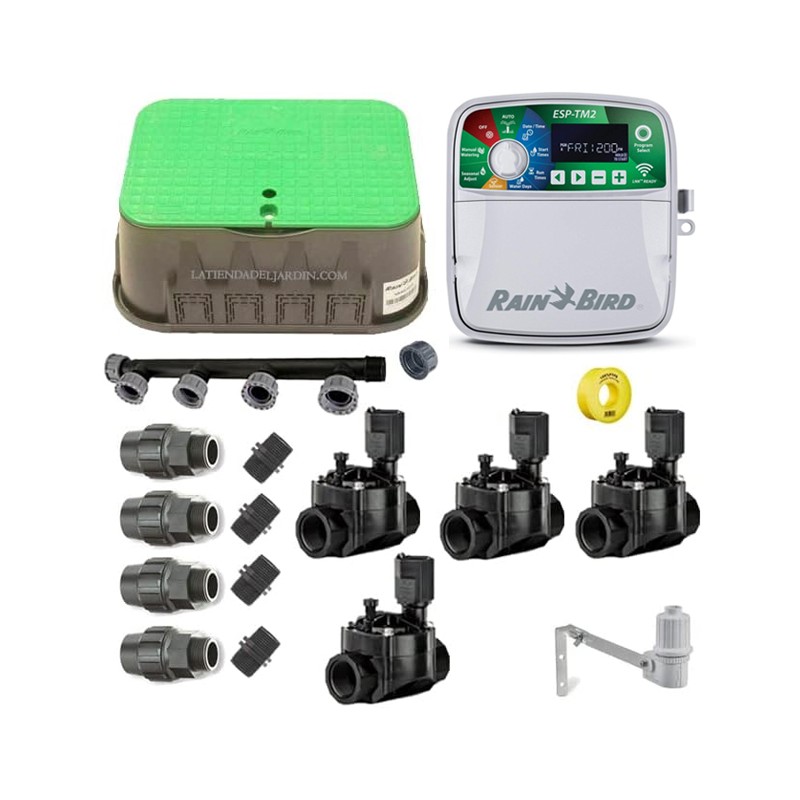 Kit professionnel d'arrosage automatique Rain Bird de 4 zones 24V pour tuyaux de 32mm | Leroy Merlin