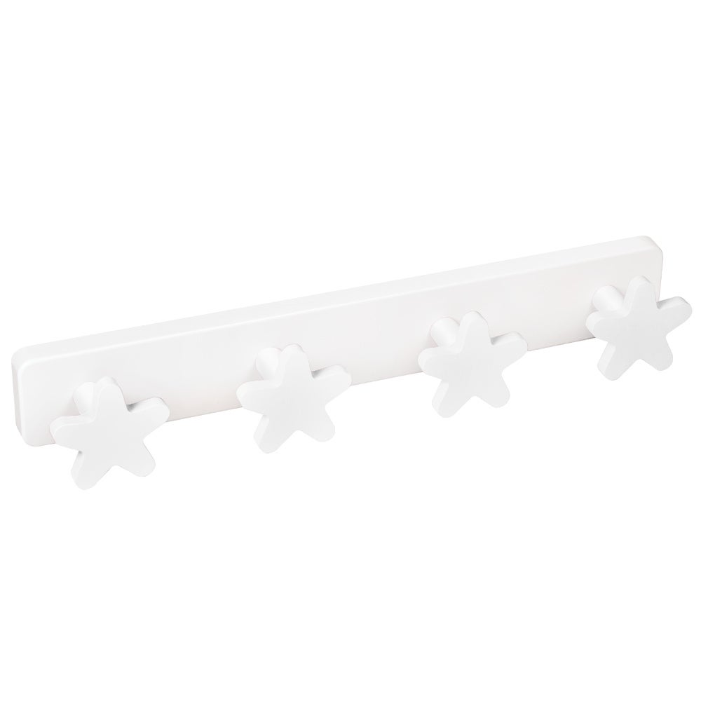 PERCHA Pared habitación BEBÉ Estrellas blancas madera lacada con base ...