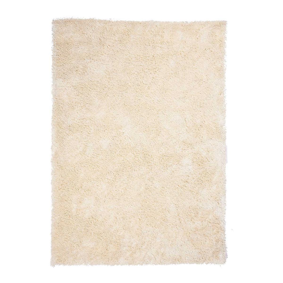 Tapis longs poils shaggy 200x290 rectangle fait main beige motif uni LUXE | Leroy Merlin