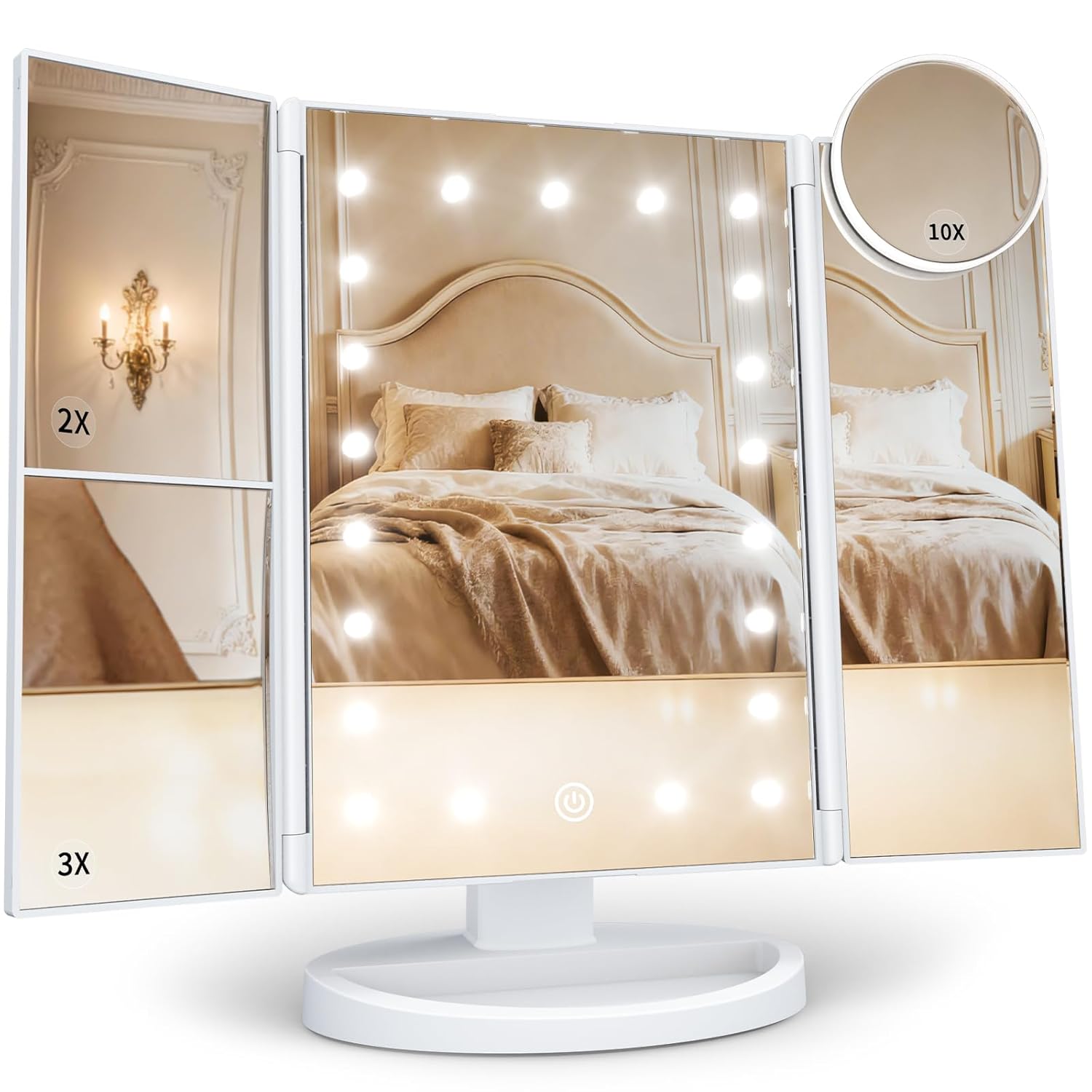 Un miroir de courtoisie avec éclairage, grossissement 2x/3x/10x ...