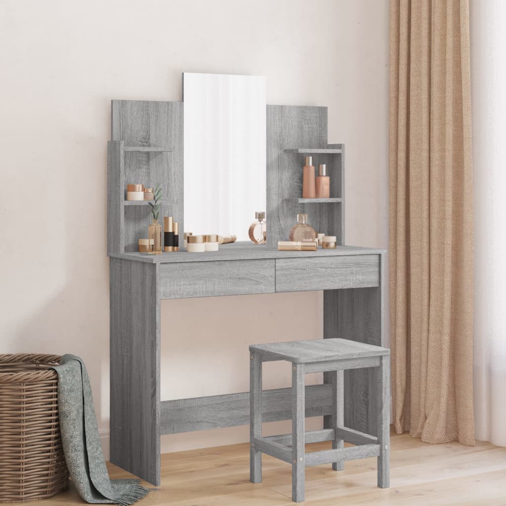 Tocador con espejo sonoma gris 96x39x142 cm | Leroy Merlin