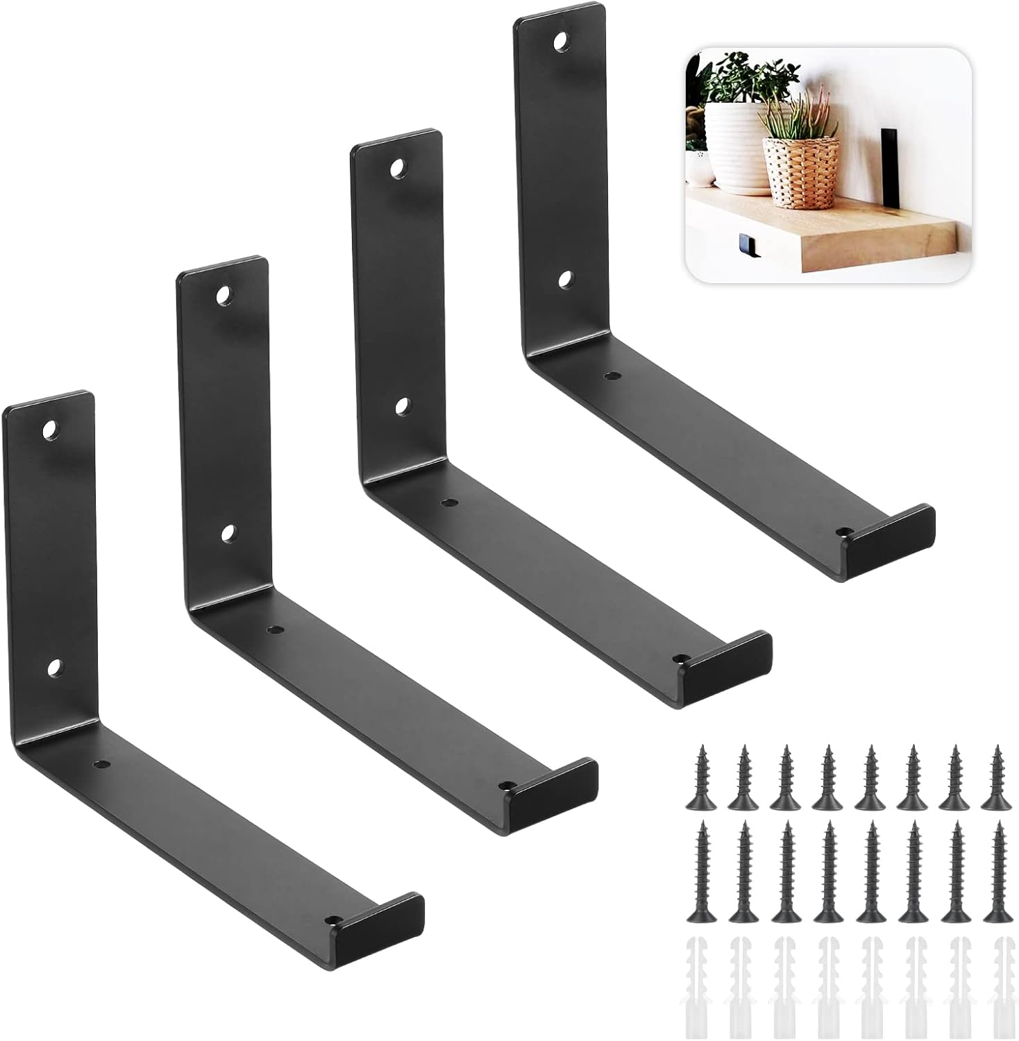 4 PCS Supports Muraux Industriels, 8 Pouces Supports d'étagère ...
