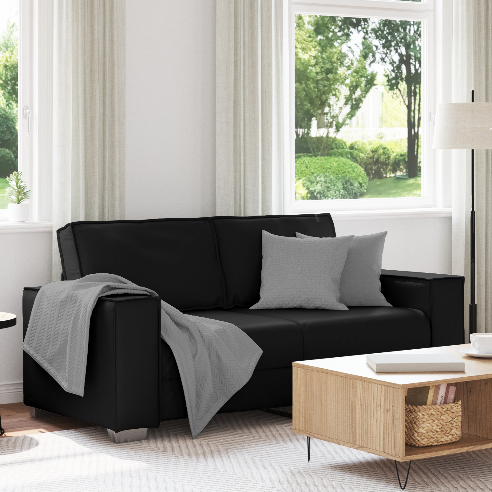 Canapé | Sofa pour Salon loveseat noir 140 cm en simili cuir CFW49829 ...