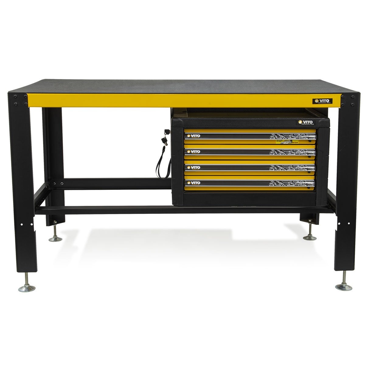 Etabli de bricolage Professionnel + Meuble 4 tiroirs 4 pieds réglables Charge max 2000 kg VITO ...
