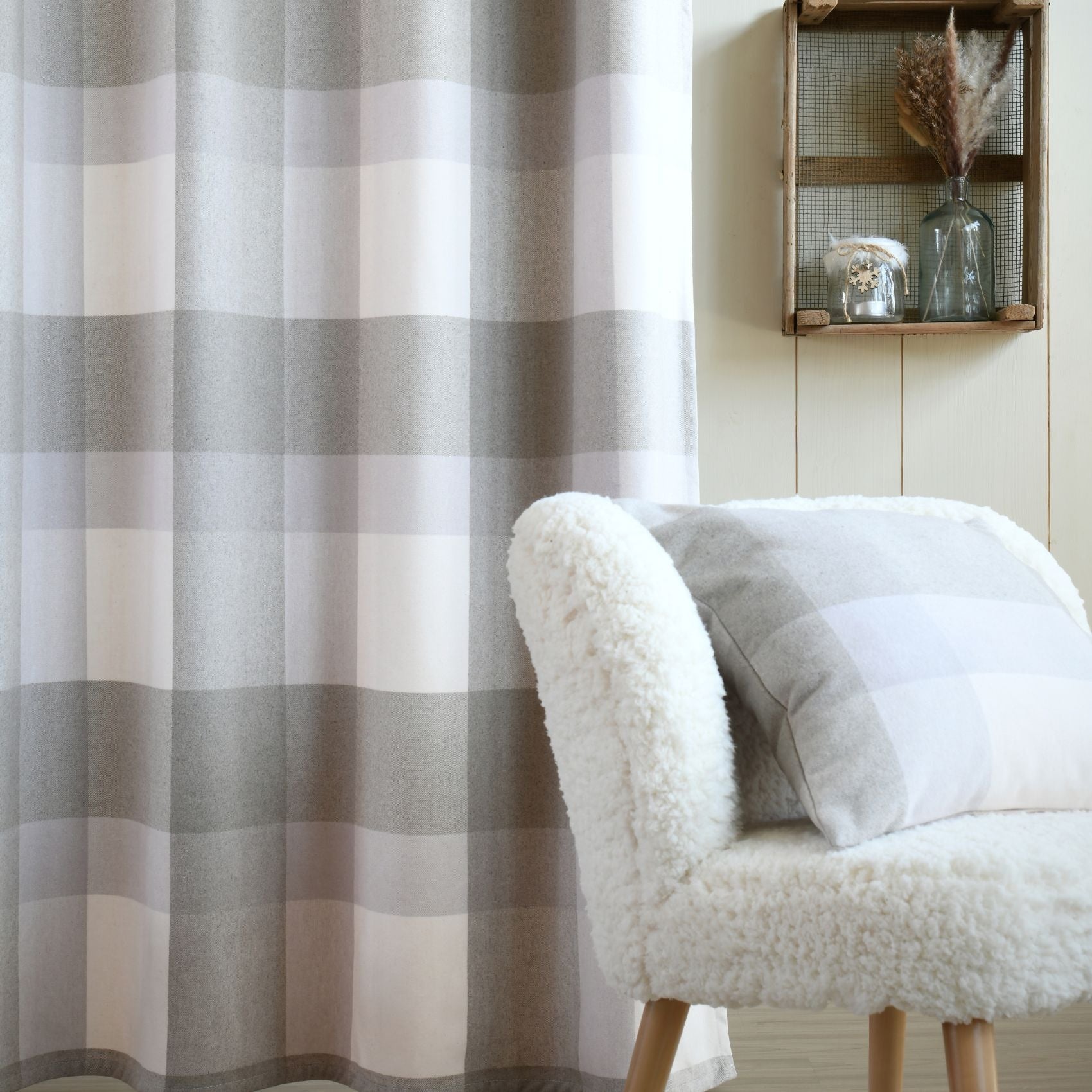 Rideau thermique et occultant - Effet laine chaleureux - Gris - 135x260 ...