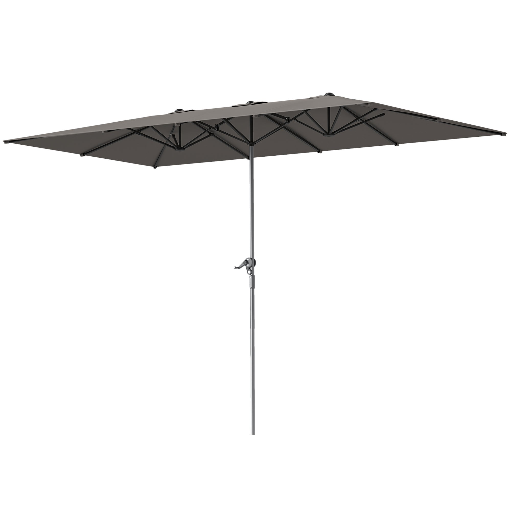Parasol double 4,5×2,6m, manivelle, 12 lattes aluminium, polyester 200g ...