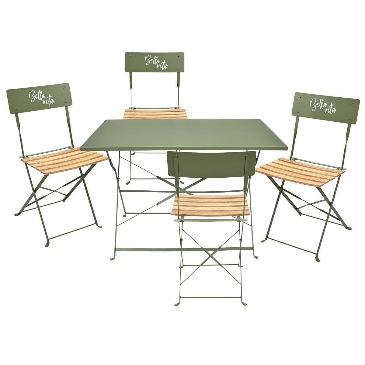 MALAM - Ensemble Table Repas Pliante + 4 Chaises Pliantes Kaki | Leroy ...