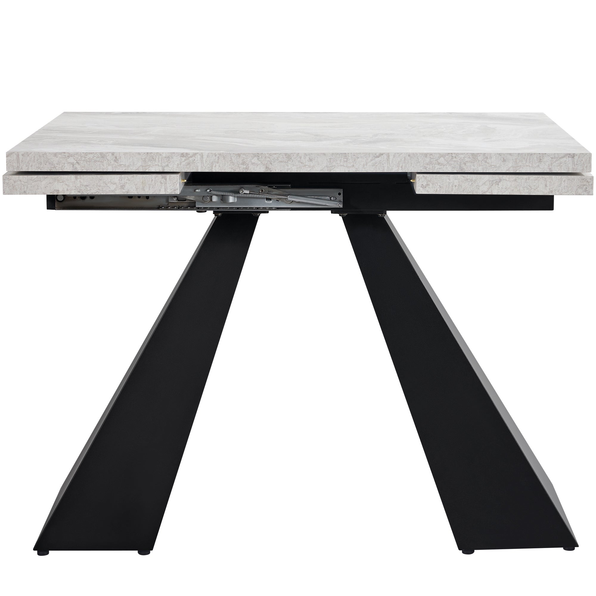 Mesa extensible 99/159x74x77 cm, con rieles, motivo mármol, MDF y metal ...
