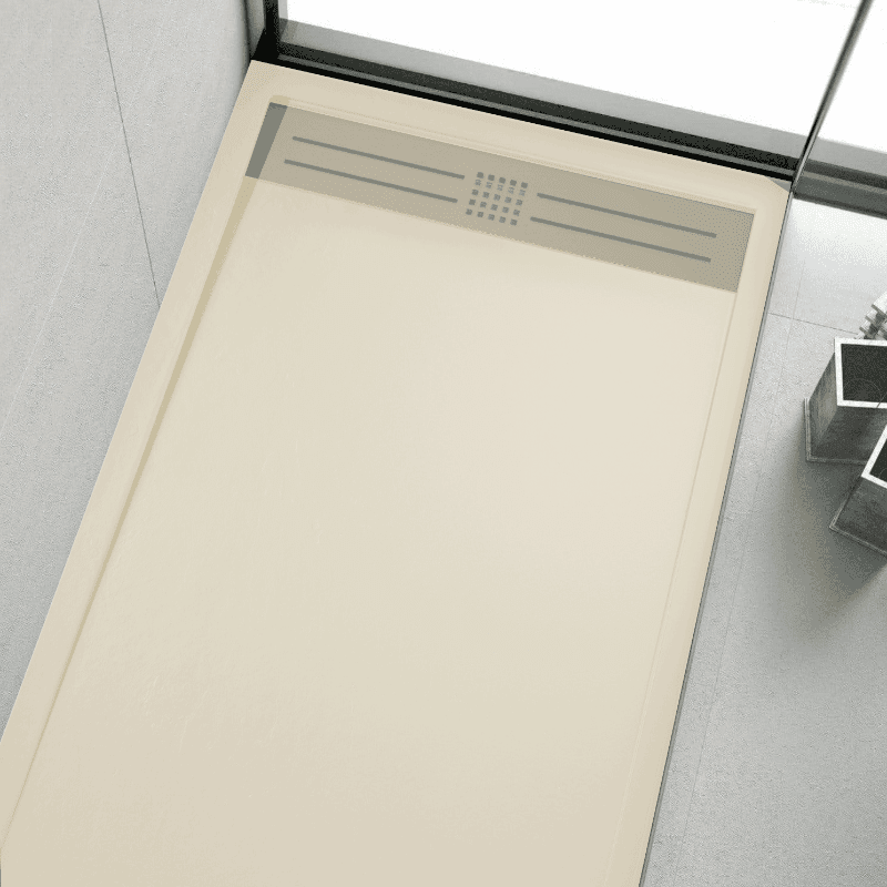 Plato de ducha resina ELITE crema 70x170cm rejilla acero inox. | Leroy ...