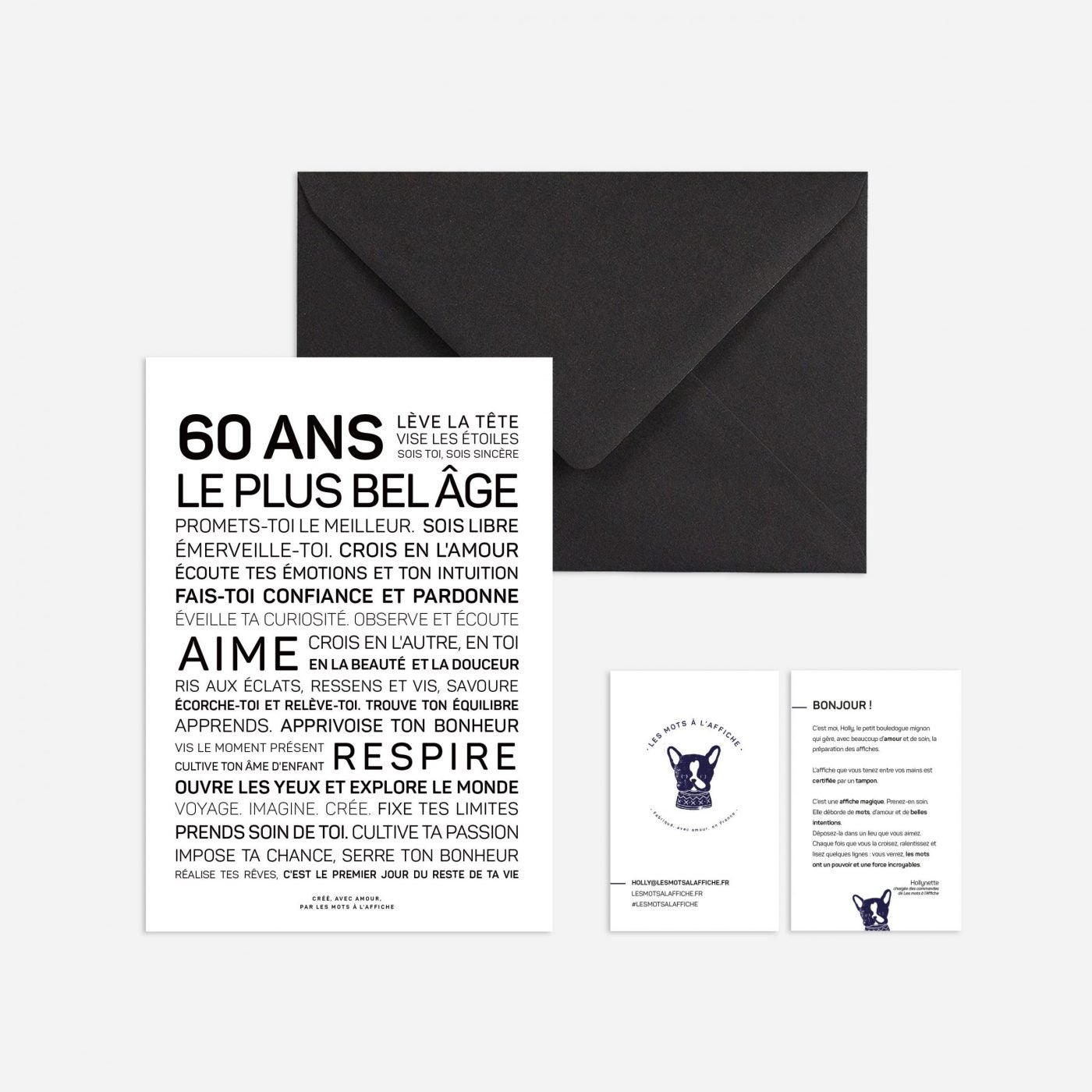 Affiche imprimée mini "60 ans" (Carte) 10.5 x 14.8 cm avec support en ...