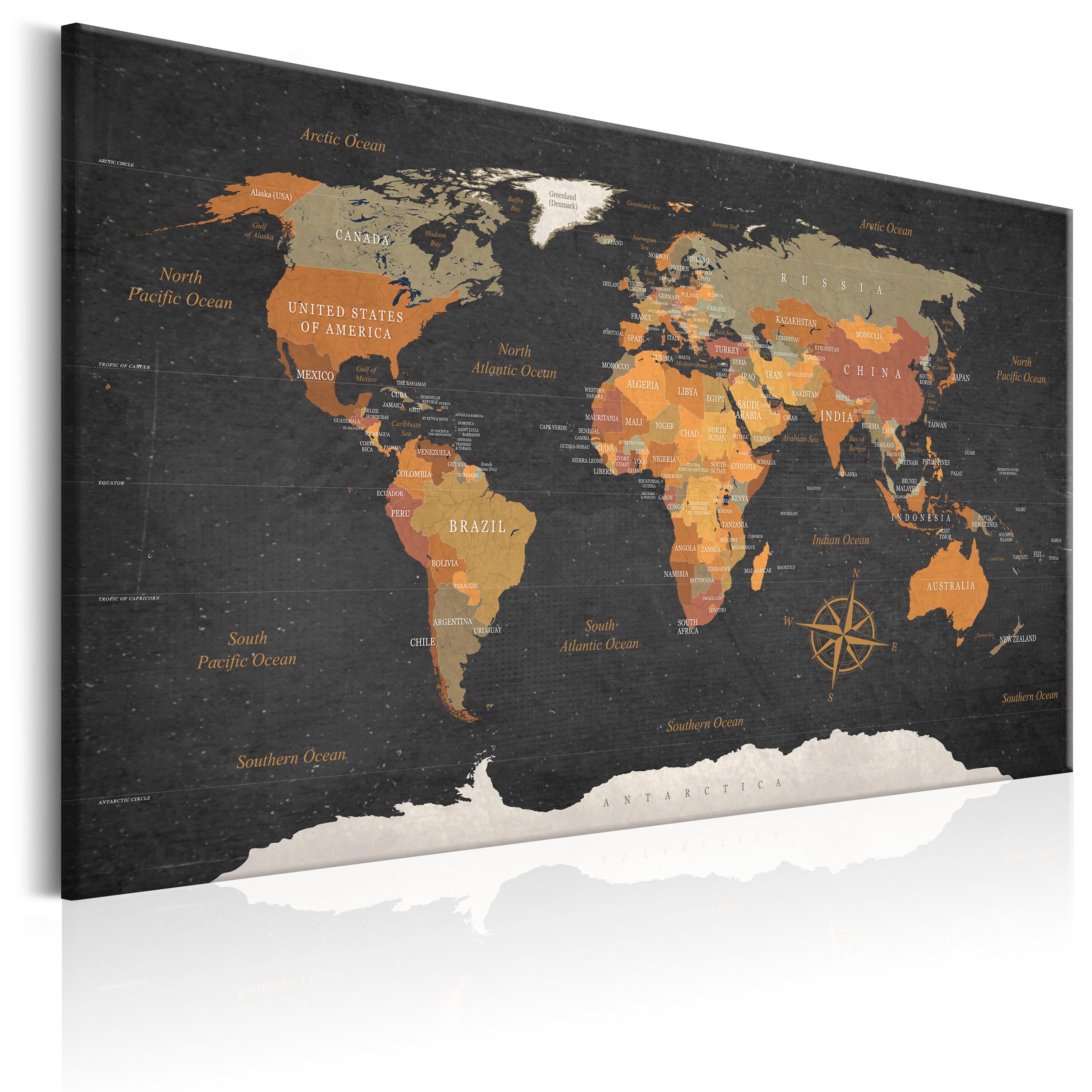 Tableau - World Map: Secrets of the Earth [30x20] | Leroy Merlin