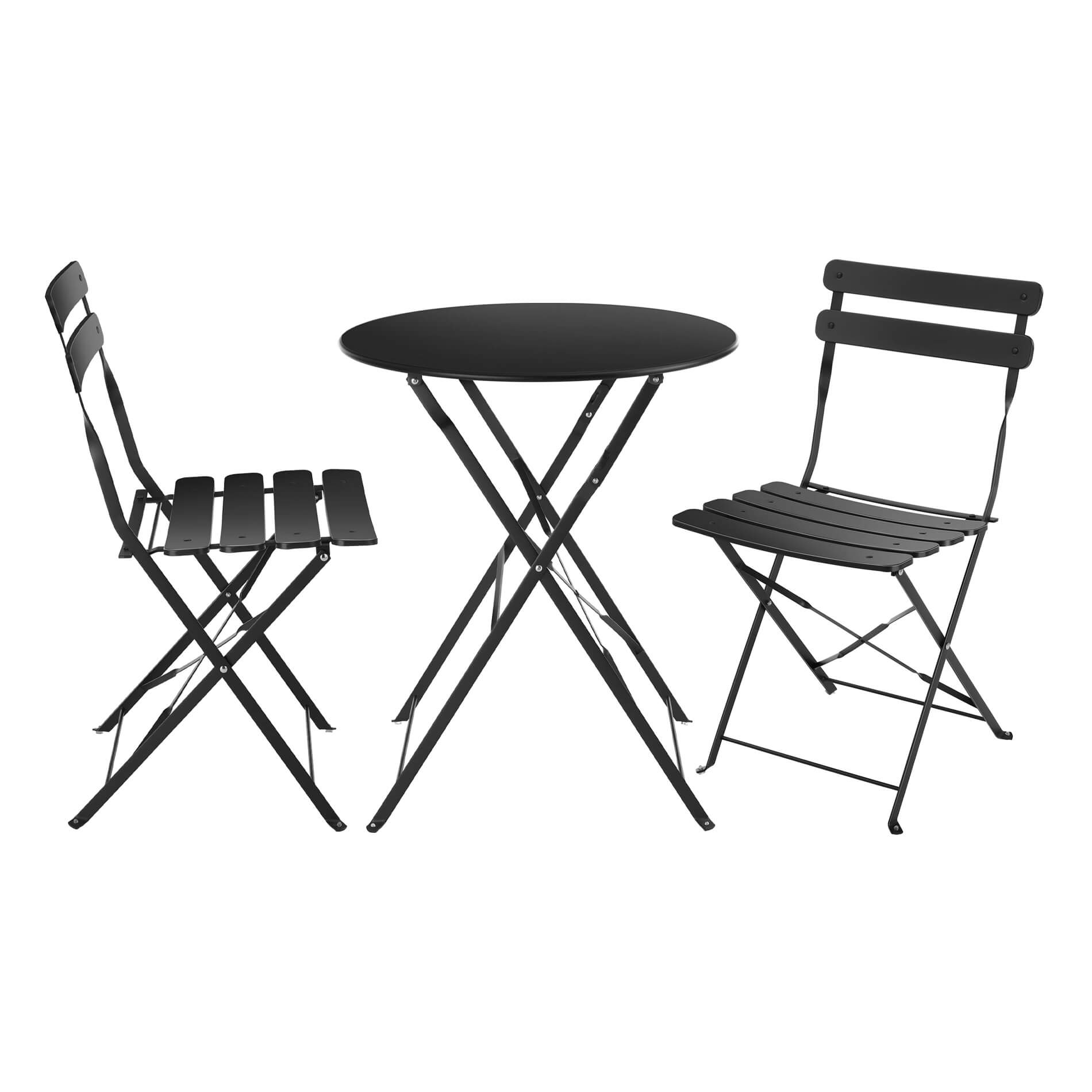 Table Ronde avec Chaises Rebecca Mobili Pequi 71x60x60 Acier Noir ...