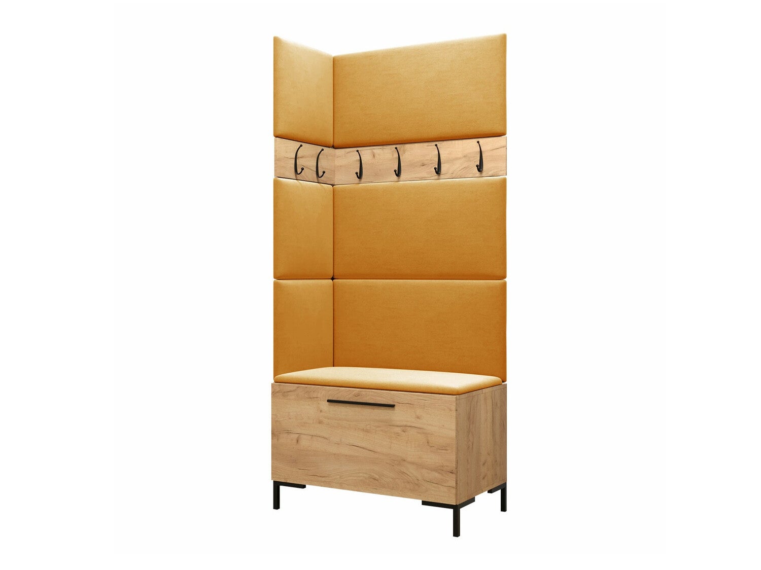 Meuble d'entrée Tivsoa 103, 196x84x46cm, Craft chêne, Stratifié, Tissu ...