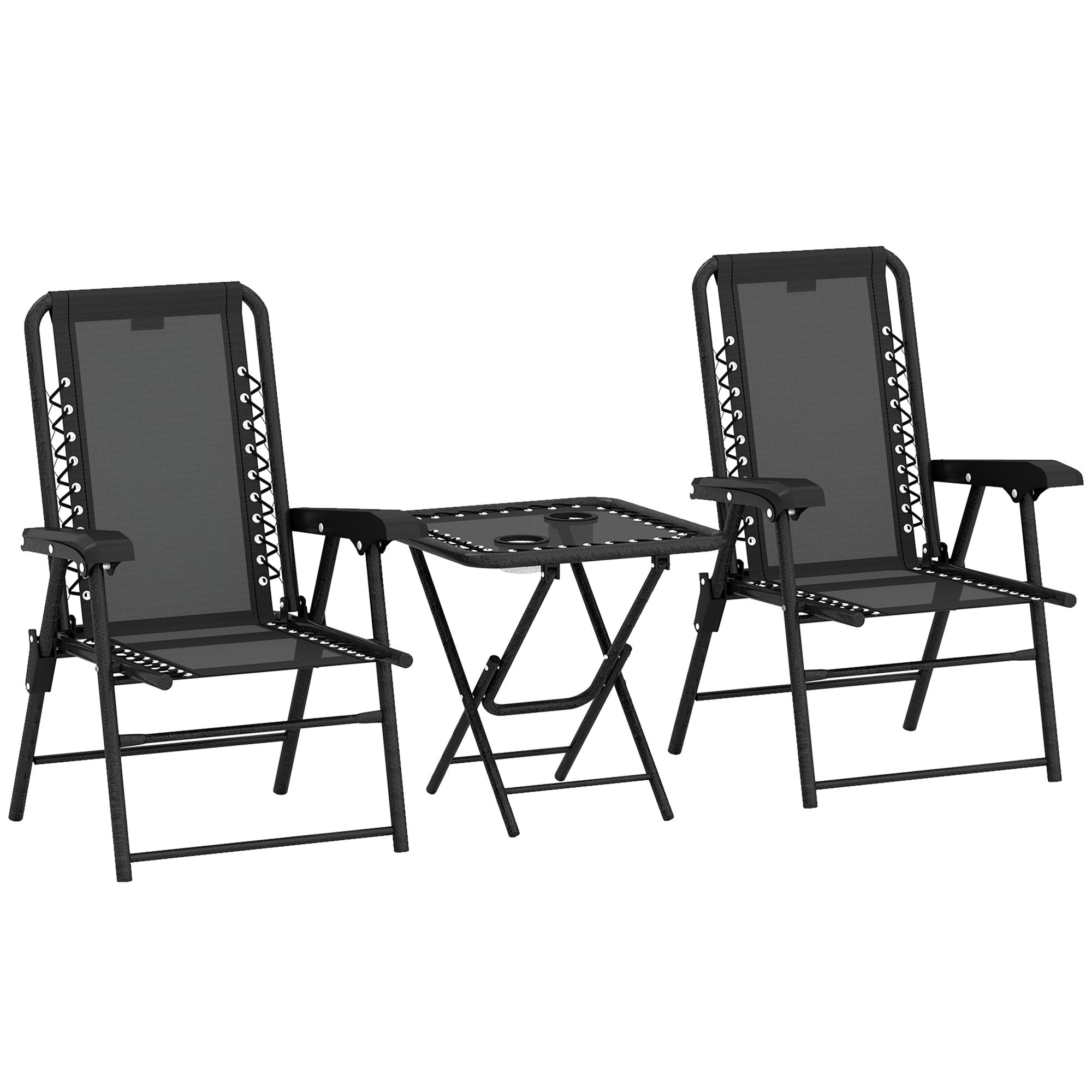 Ensemble table et chaises trois pièces, acier Corten, noir | Leroy Merlin