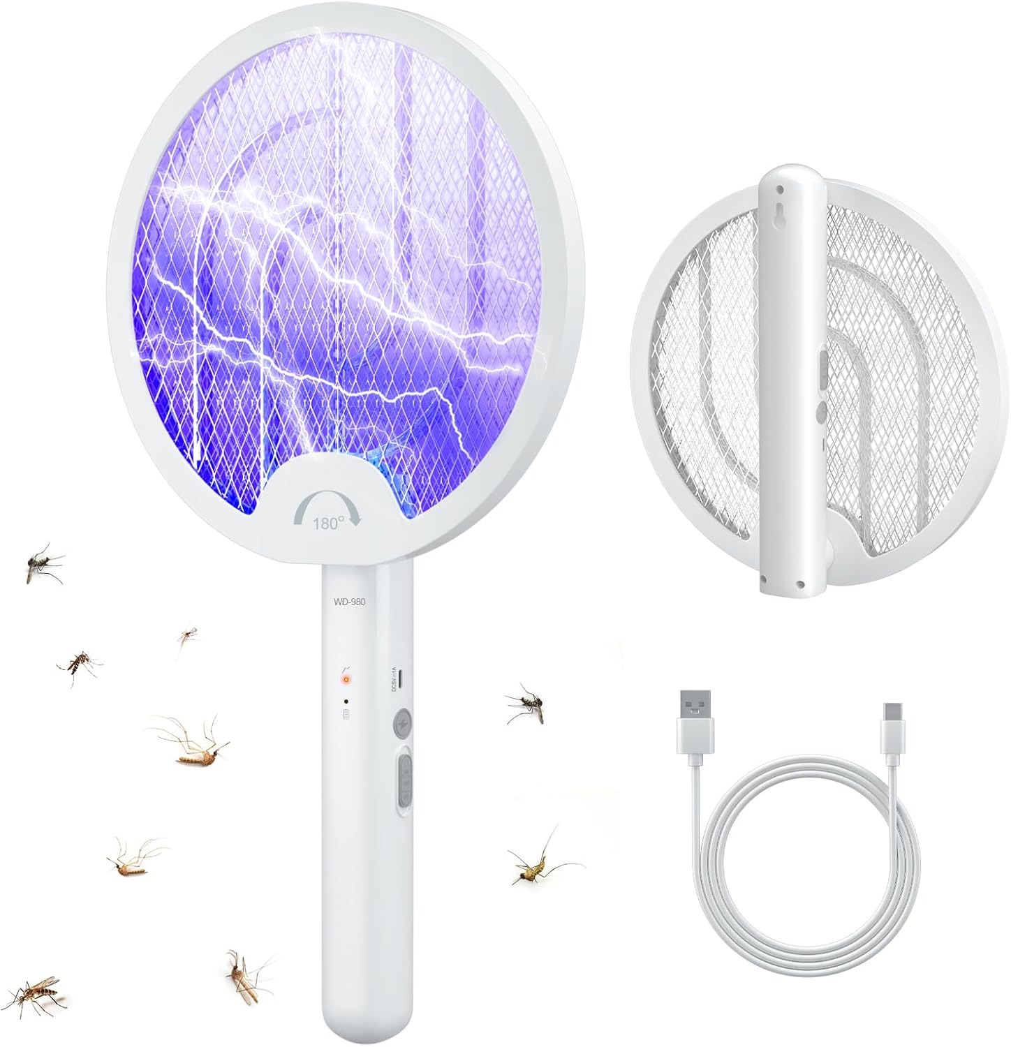 Electric Fly Swatter 2 en 1 Bug Zapper Racket Fly Killer Moustiques ...