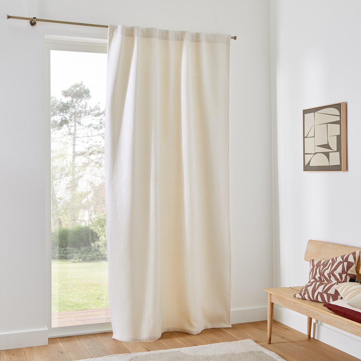 Rideau velours côtelé pattes cachées Nuria - Ecru - 250 x 135 cm ...