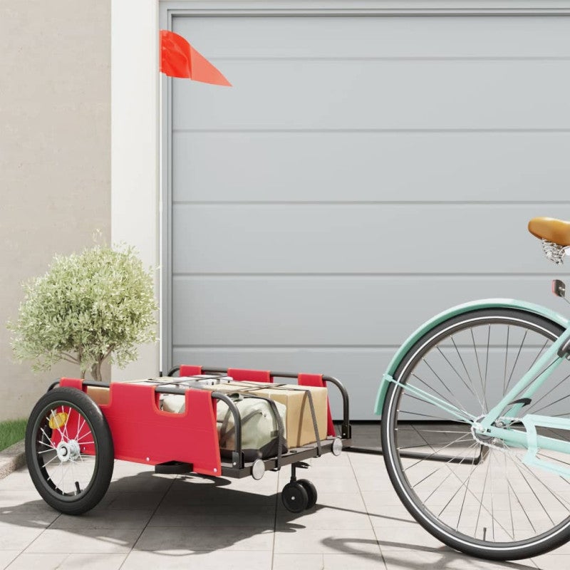 Remolque para bicicletas hierro y tela Oxford rojo | Leroy Merlin