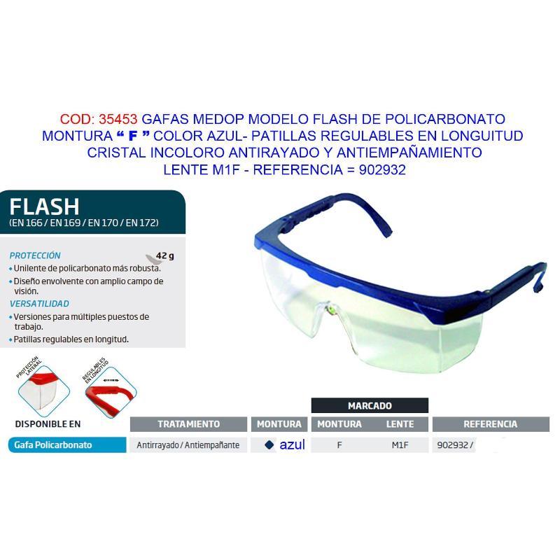 Gafas medop flash policarb.incoloro azul antiempañamiento 902932 ...