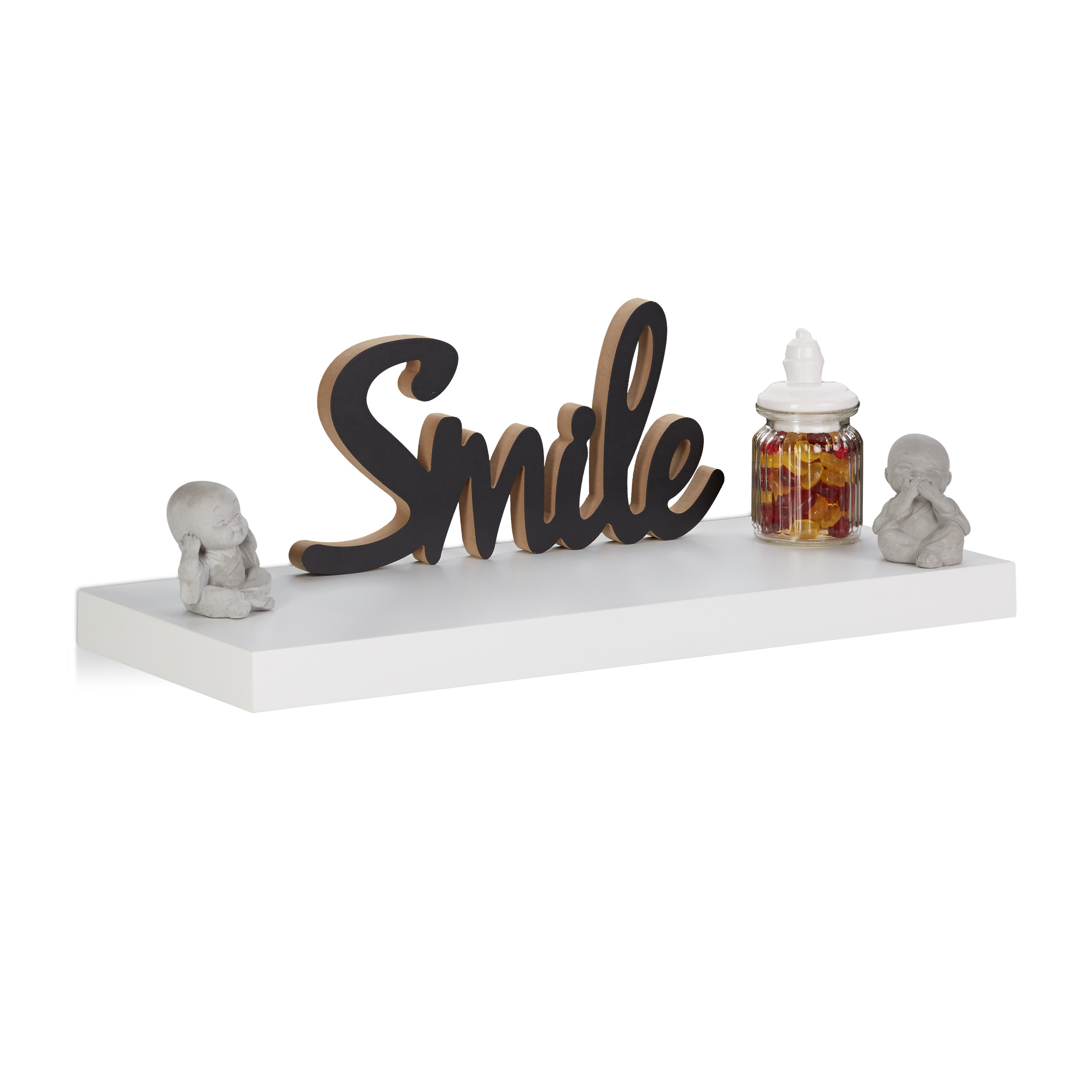 Relaxdays Étagère tablette flottante murale plate plateau étroit MDF ...