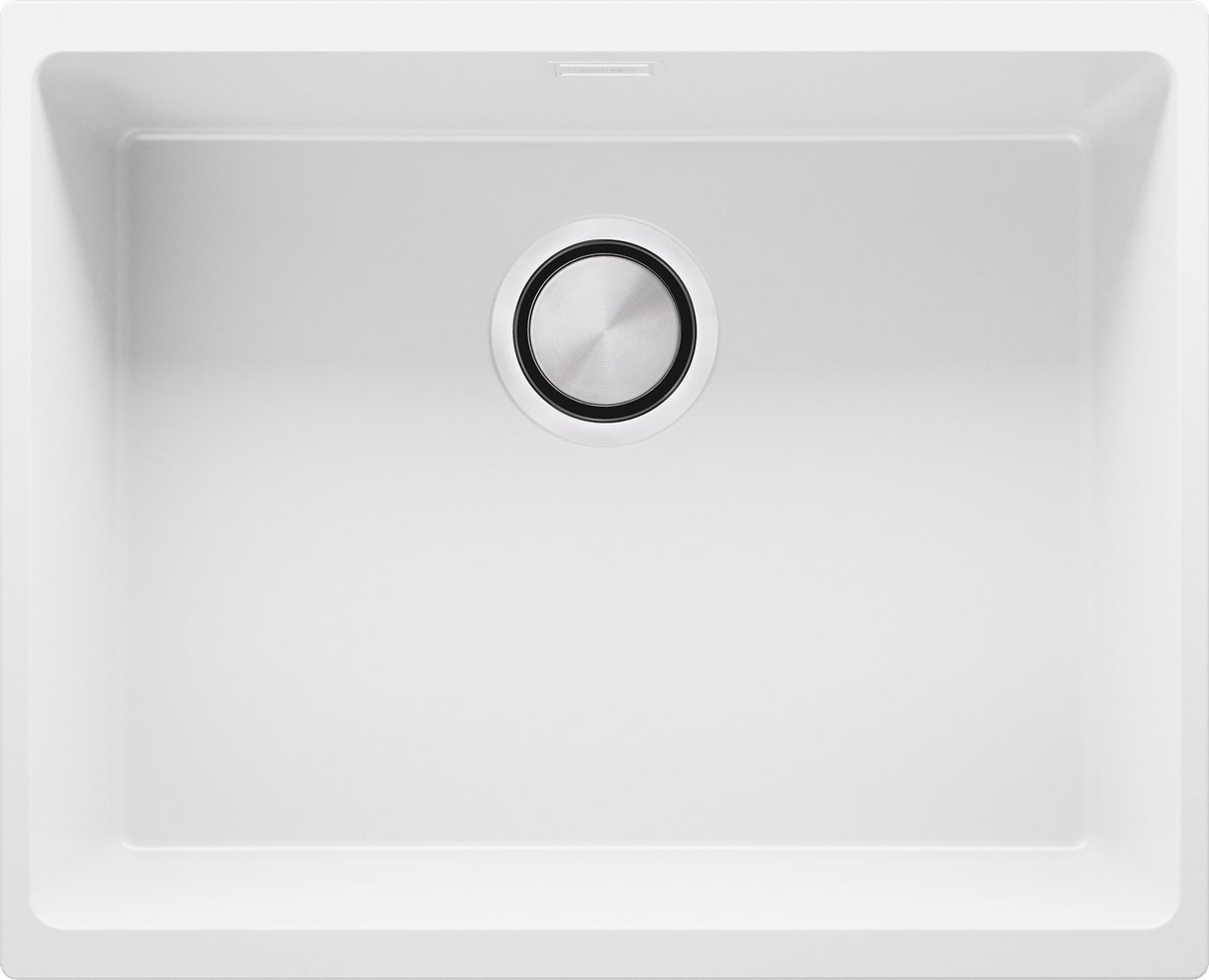 Evier Sous Plan Blanc, 55,5 x 45 cm, Evier en Granit 1 bac + Siphon ...