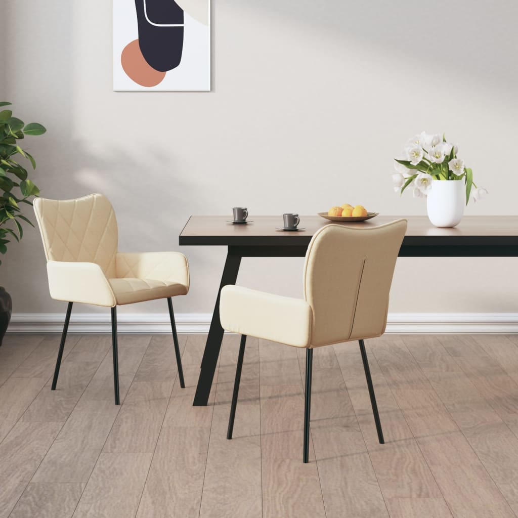 Maison Exclusive - Sillas de comedor 2 unidades tela color crema ...