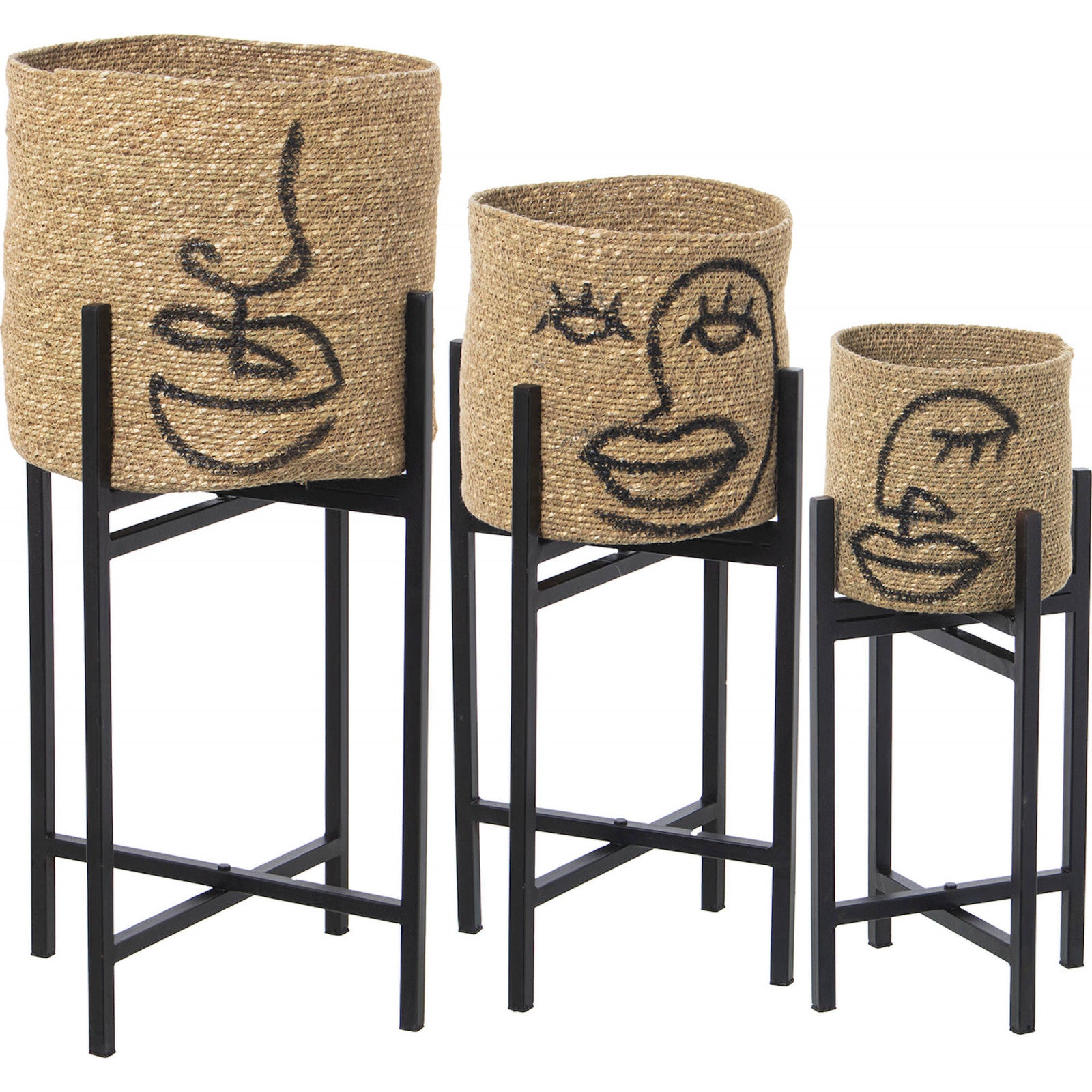 Cache-pot visage pour une déco chic et créative 26 x 26 x 58 cm Beige ...