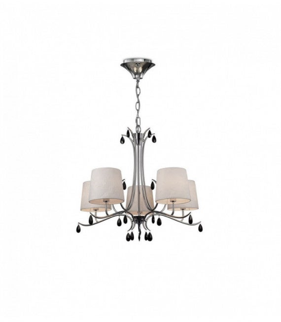 Suspension abats jours Andrea Chrome poli 5 ampoules 80cm | Leroy Merlin