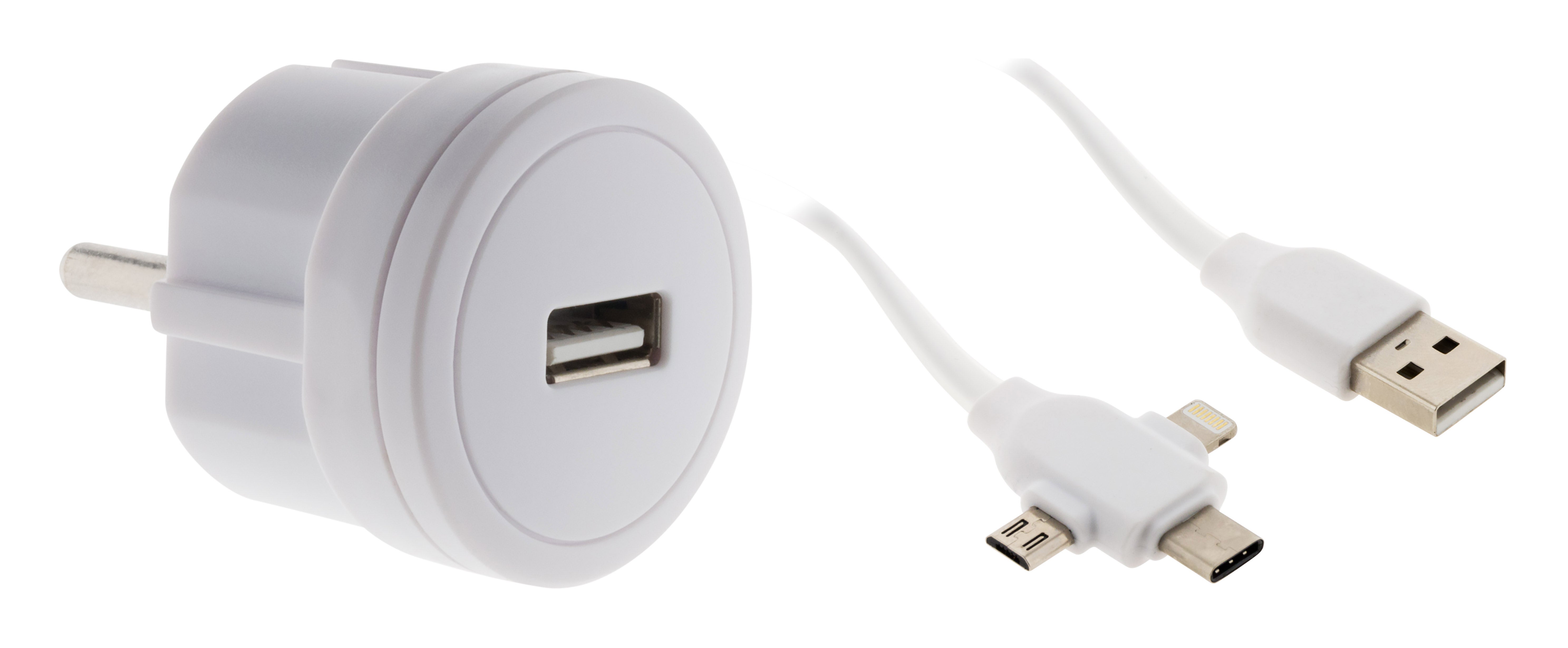 Adaptateur USB 2,1A avec cordon USB universel 1m - Zenitech | Leroy Merlin