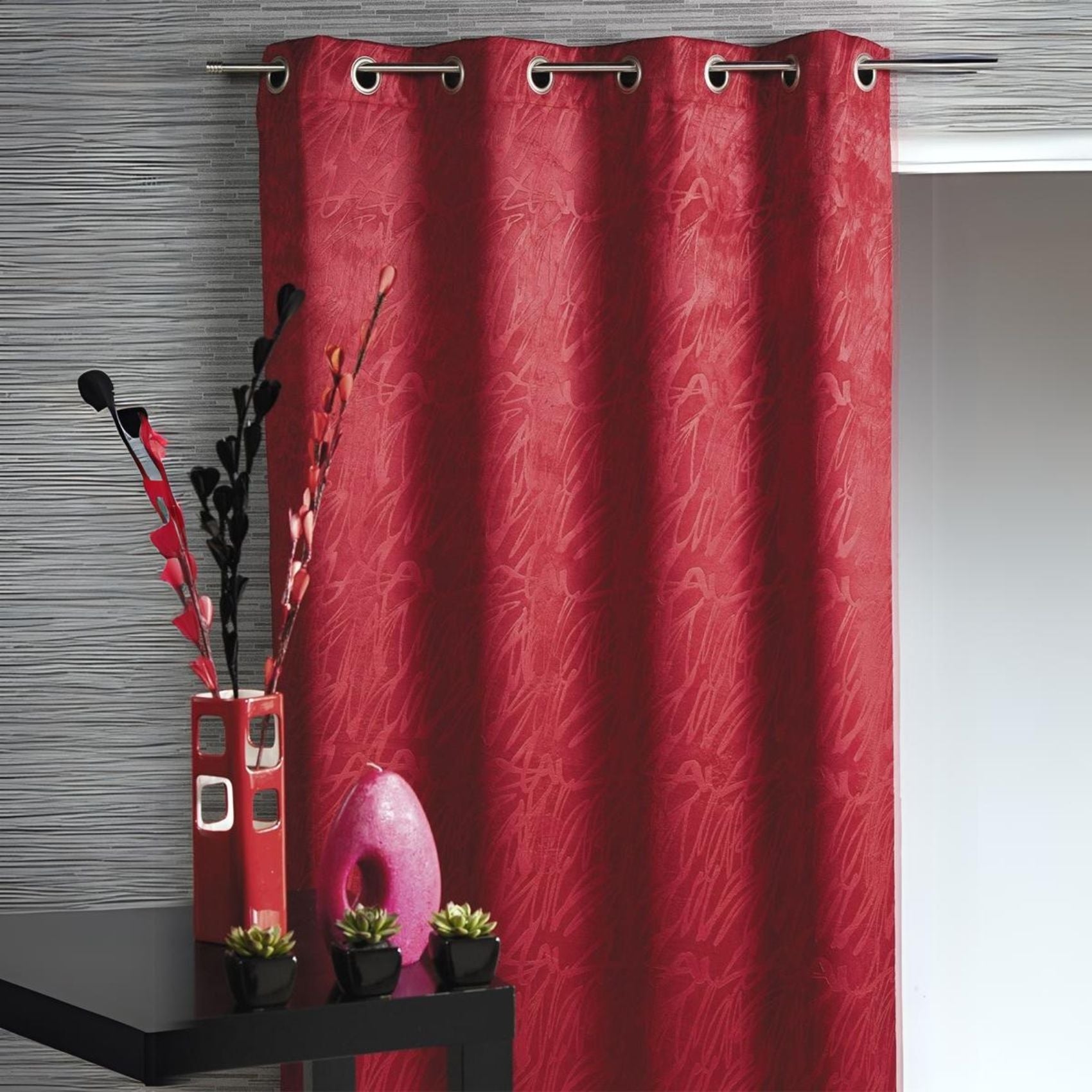 Rideau obscurcissant frappé - Rouge - 140x260 cm - Polyester | Leroy Merlin