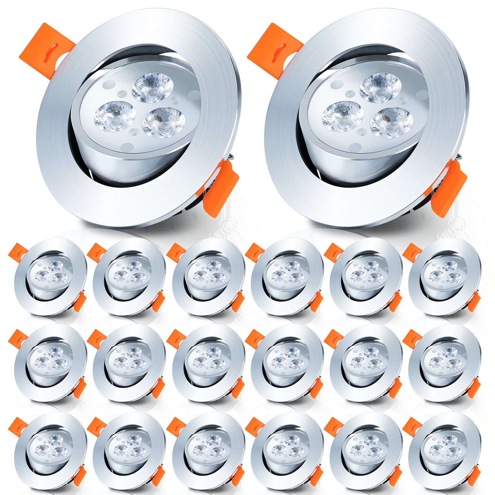 Lote de 20 spots LED empotrables orientables 3W blanco frío 6500K 81mm ...