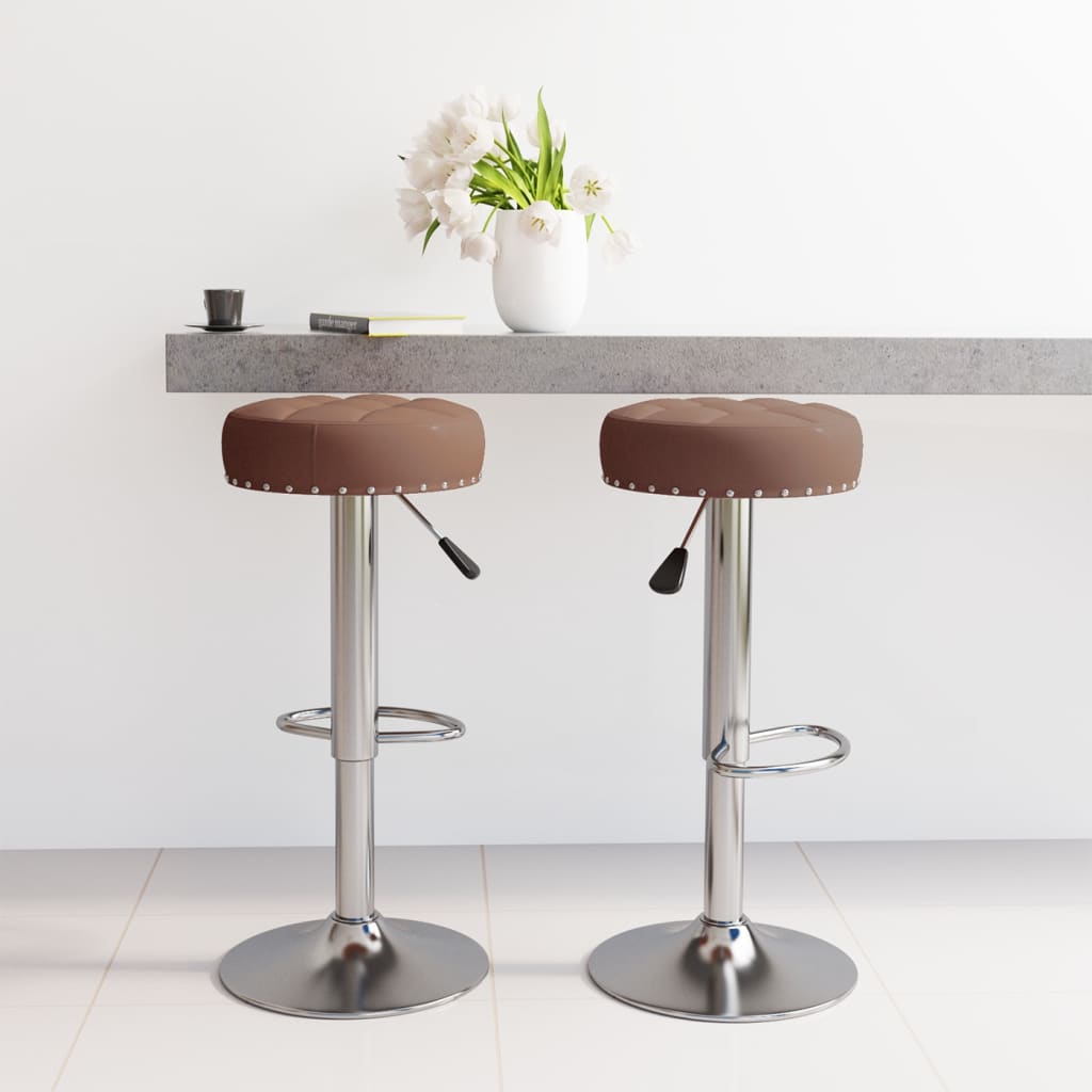 Tabourets de bar lot de 2 marron tissu | Leroy Merlin