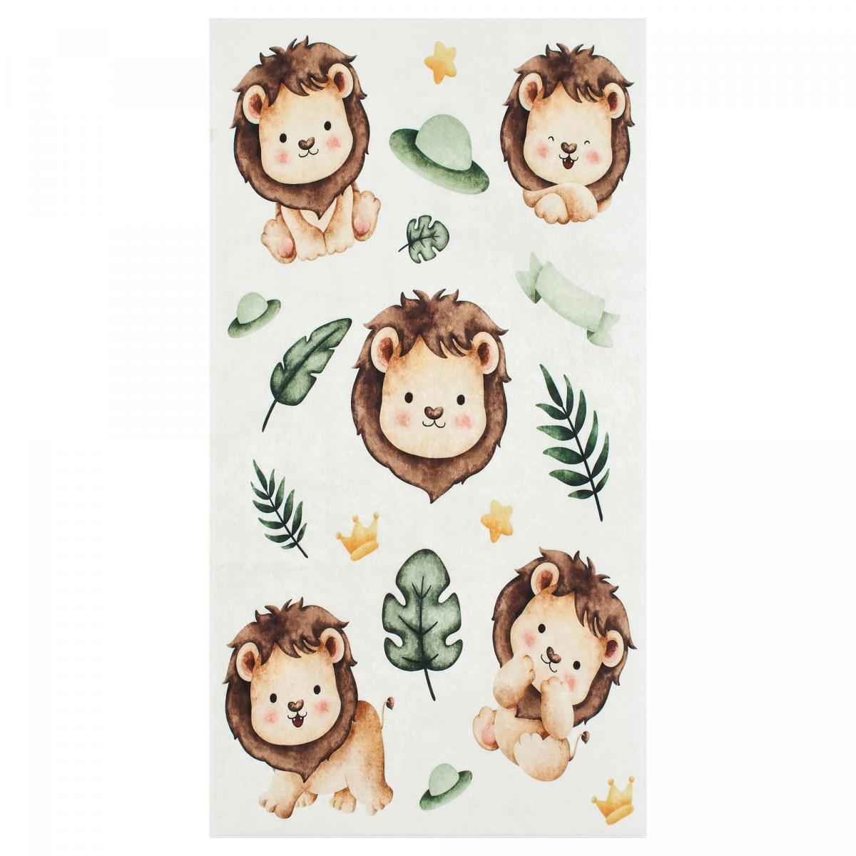 Alfombra infantil 120x160 rectangular tejida crema estampado animales ...