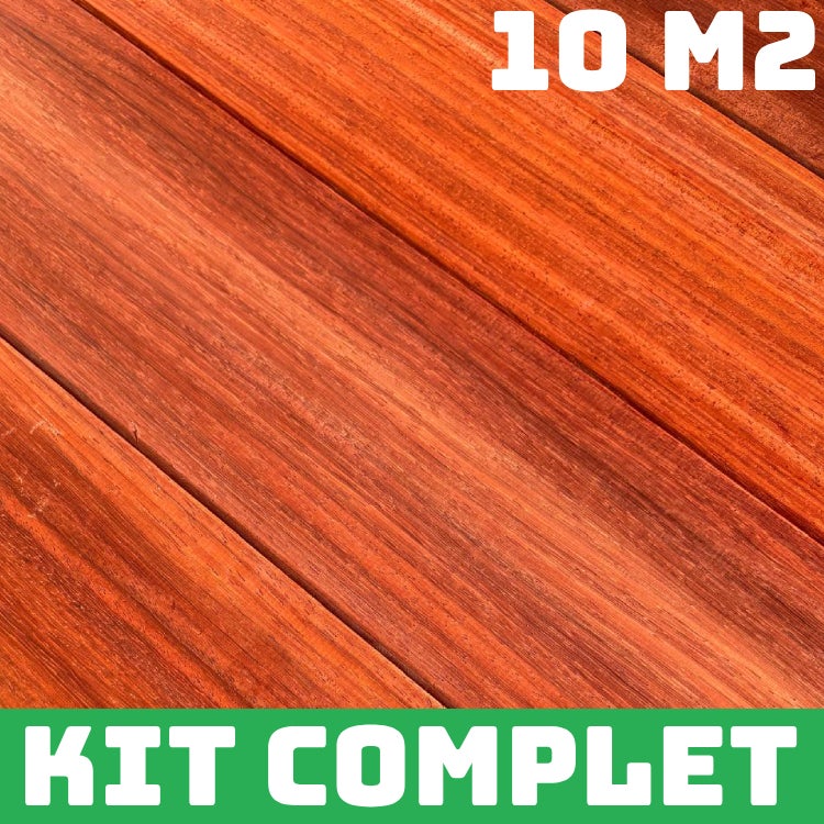 Kit terrasse bois exotique Padouk 10 m2 - Lames 1,0m | Leroy Merlin