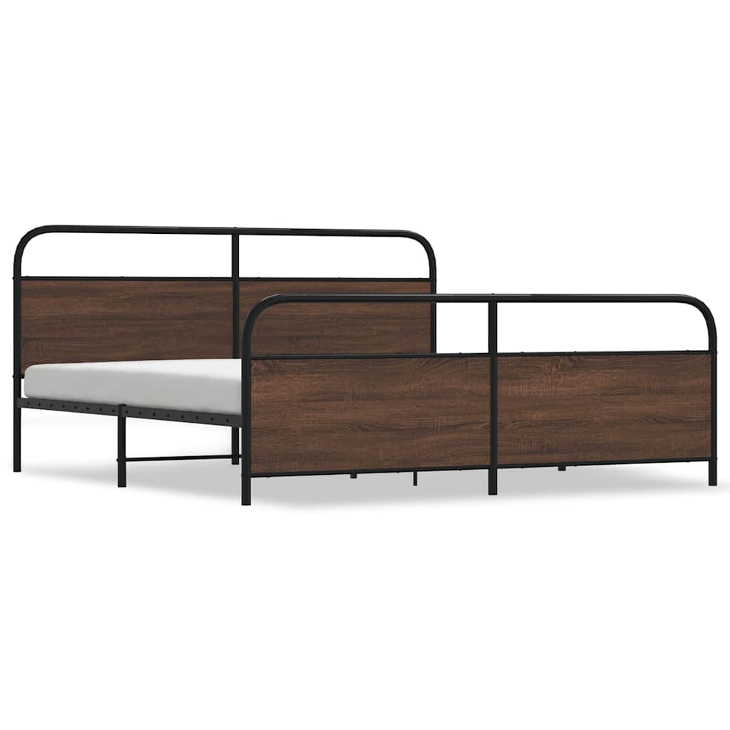 Lit Double | Lit Adulte | Cadre de lit en métal sans matelas chêne ...