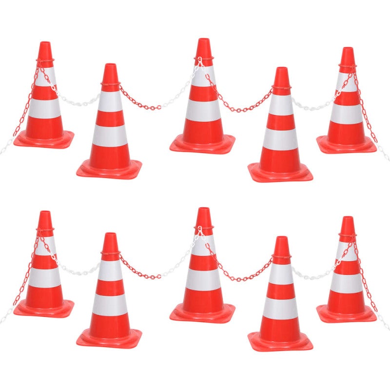 Set segnaletica coni stradali e catena da 10 m rosso bianco | Leroy Merlin
