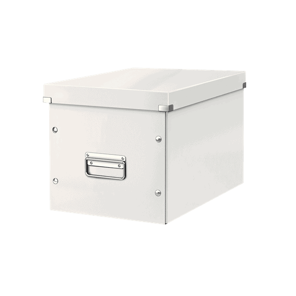 Cube de rangement en Carton avec couvercle Grand Format L - Blanc ...