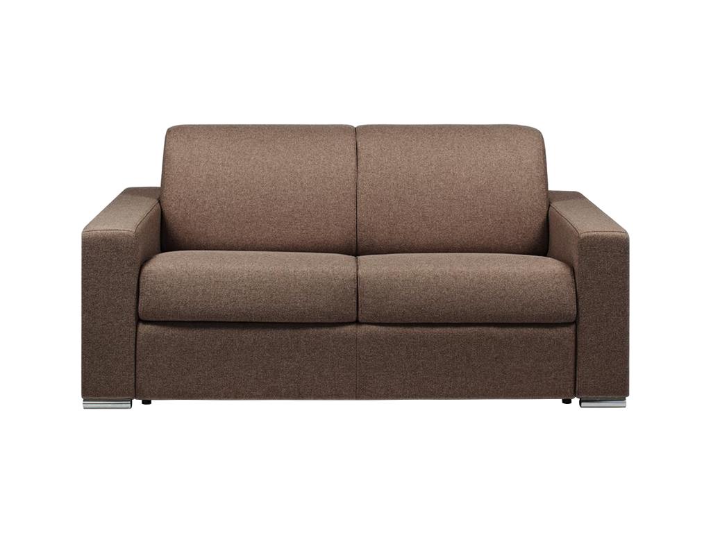 Canapé 2 places convertible express en tissu marron - Couchage lattes ...