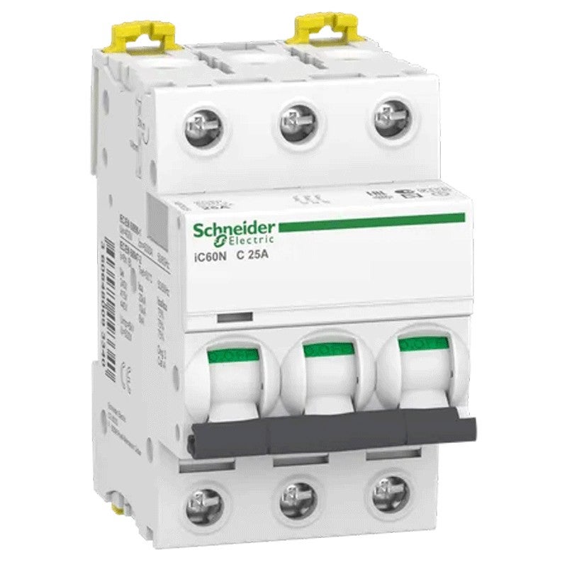 Disjoncteur Schneider 3P 25A 6KA C 3 modules | Bricoman