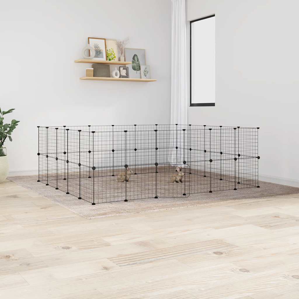 Cage animaux de compagnie à 44 panneaux et porte Noir 35x35 cm | Leroy ...