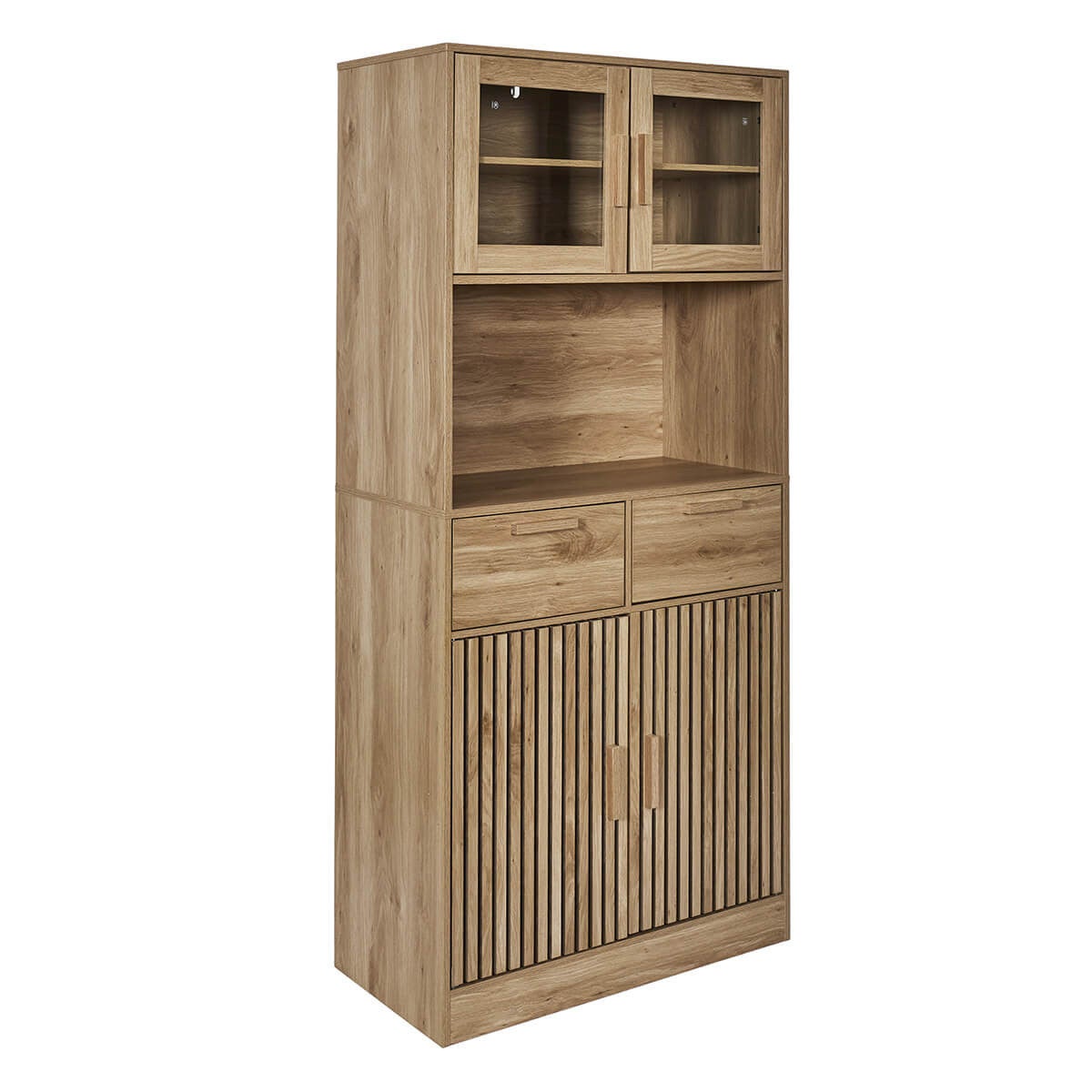 PAJAN - Buffet Vaisselier Multi-Rangement Effet Bois avec Tasseaux ...