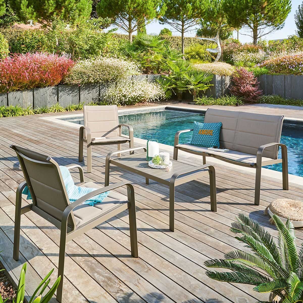 Salon de jardin Elyn Noisette & Praline - Hespéride | Leroy Merlin