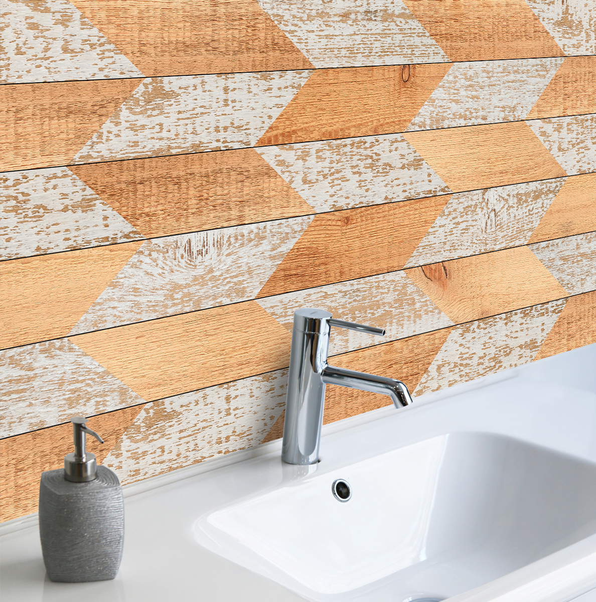 Rollo sticker Chevrón madera y dorado 80x210 cm | Leroy Merlin