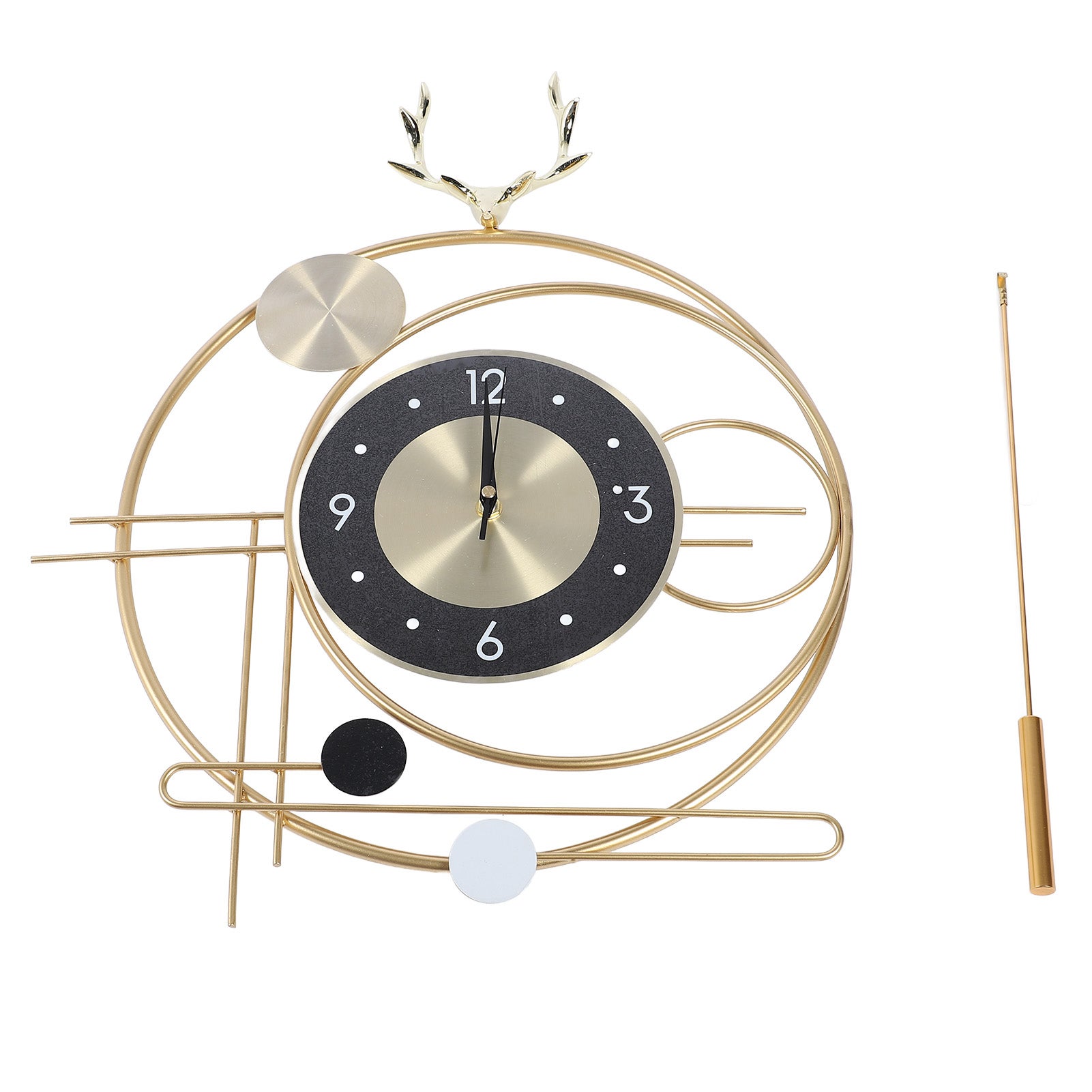 Horloge murale décorative pendule à balancier corne de cerf métal doré ...