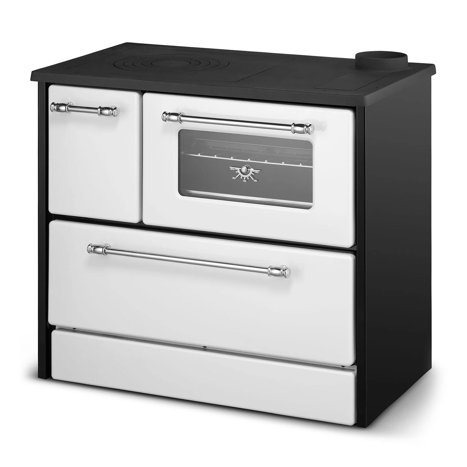 Beatrice - Stufa a legna con cucina e forno 87x51xH79 cm, colore bianco ...
