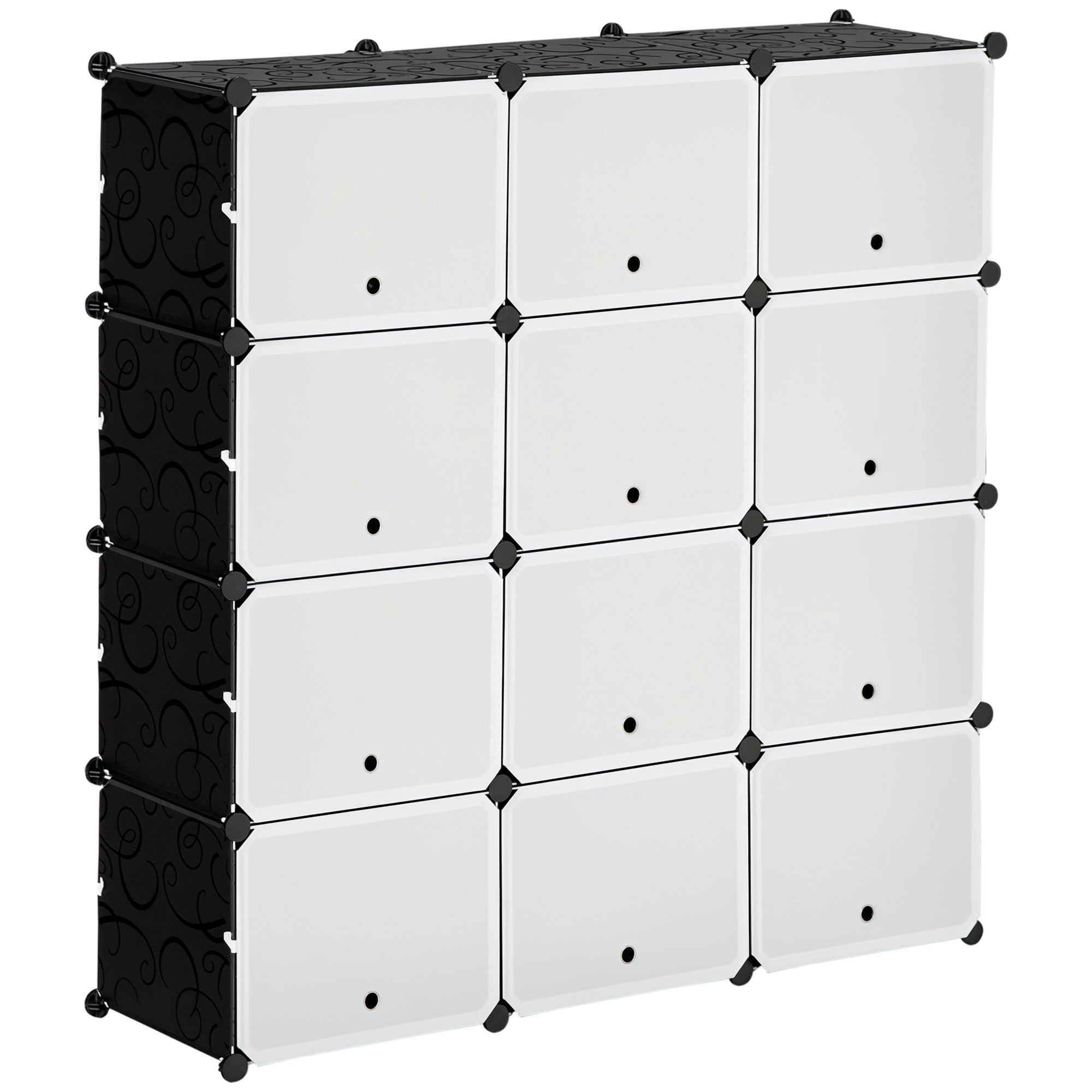 Meuble chaussures modulaire 12 compartiments portes 125x32x125 cm noir ...