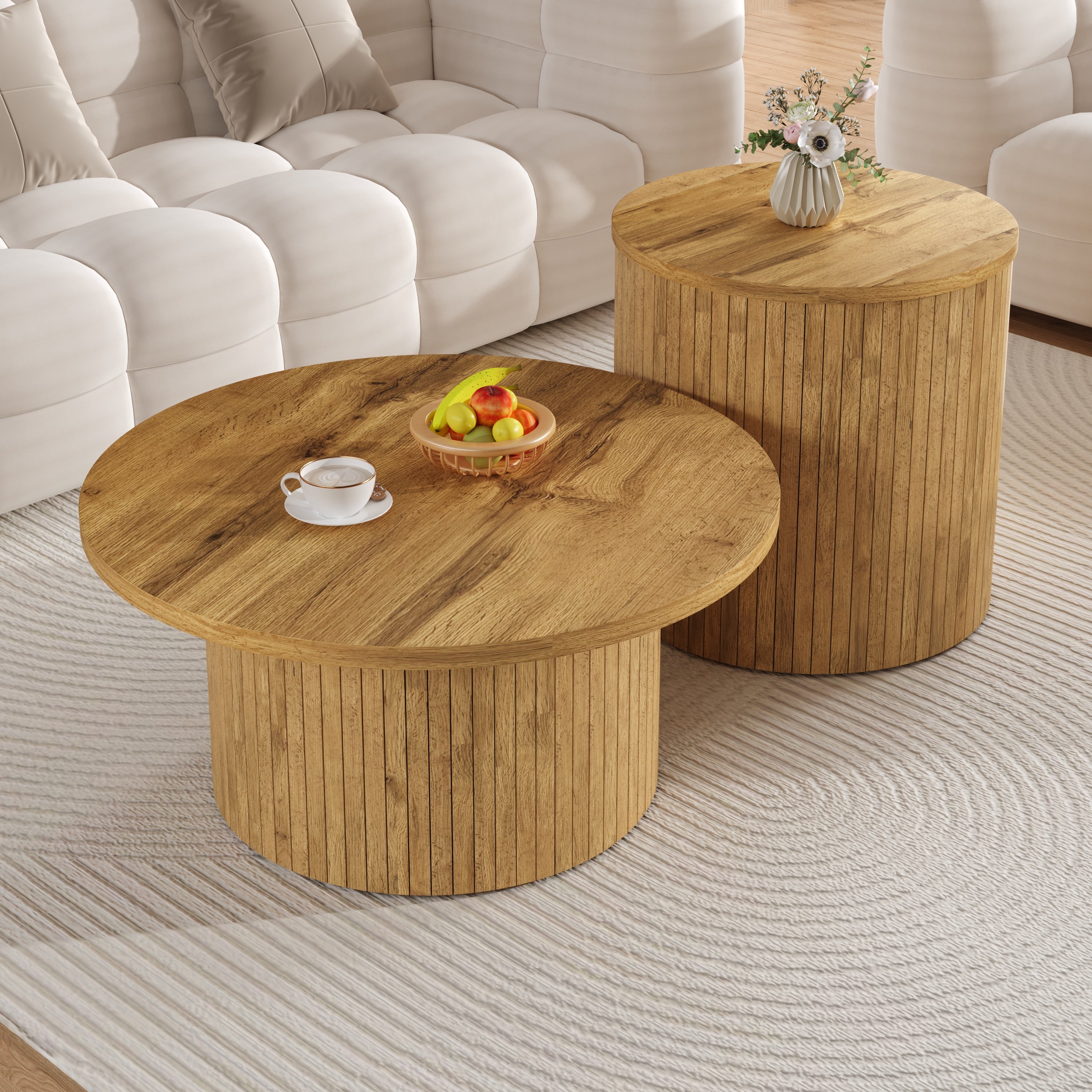 Set de 2 Mesas de Centro Madera, Escandinavo Moderno - Mesa auxiliar ...